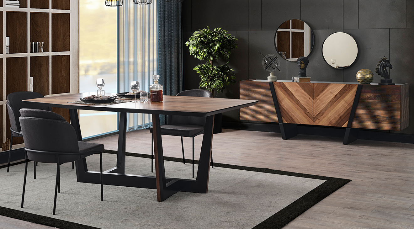 Bugatti Ceviz Modern Yemek Odası Takımı | Mobilyamevime | Mobilyamevime